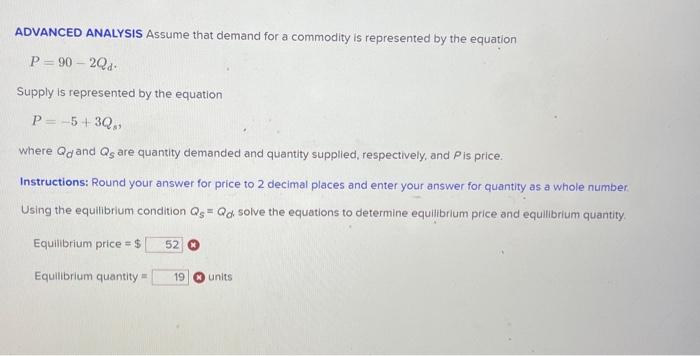 Solved ADVANCED ANALYSIS Assume that demand for a commodity | Chegg.com