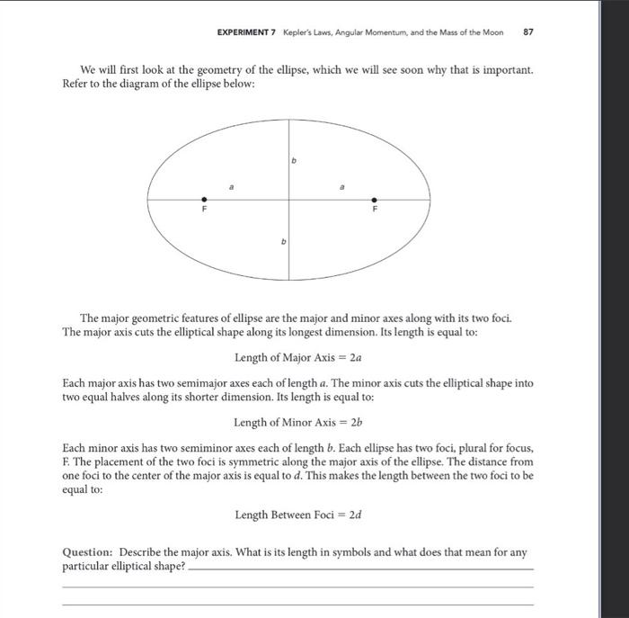 Solved EXPERIMENT 7 Kepler's Laws, Angular Momentum, and the | Chegg.com