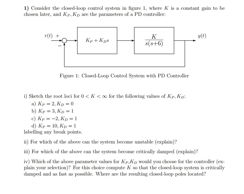Consider the closed-loop control system in figure 1 , | Chegg.com