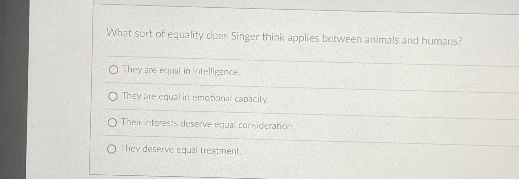 Solved What sort of equality does Singer think applies | Chegg.com