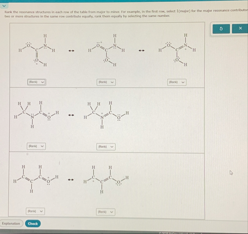 Solved Rank the resonance structures in each row of the | Chegg.com