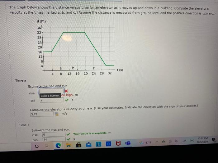 Solved The graph below shows the distance versus time for an | Chegg.com