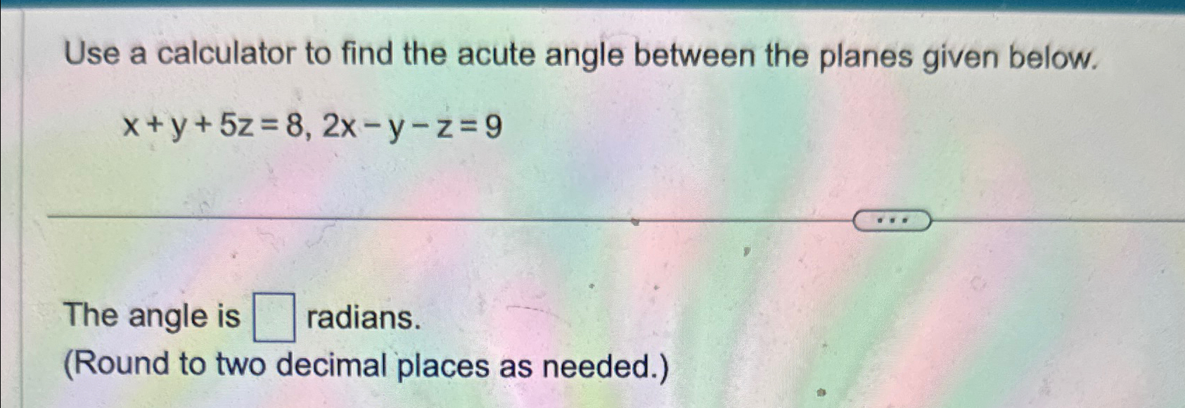 Solved Use a calculator to find the acute angle between the | Chegg.com