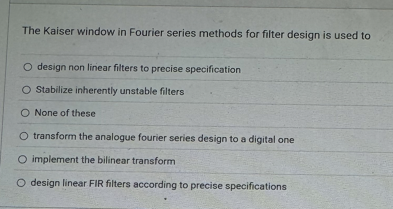 Solved The Kaiser window in Fourier series methods for | Chegg.com