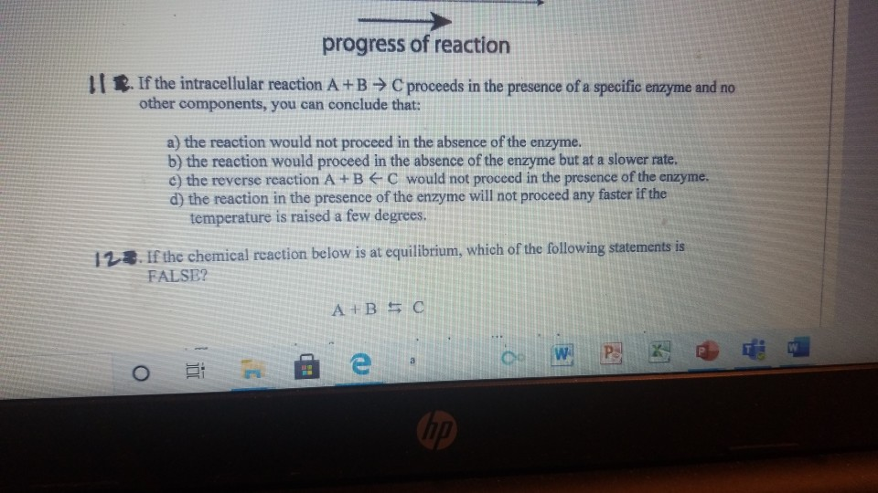 Solved progress of reaction 11. If the intracellular | Chegg.com