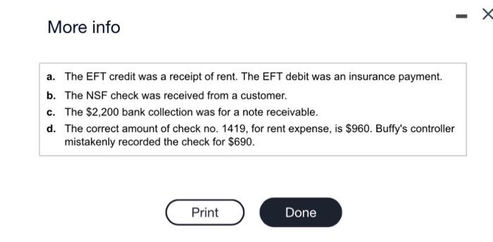 Solved More info a. The EFT credit was a receipt of rent. | Chegg.com