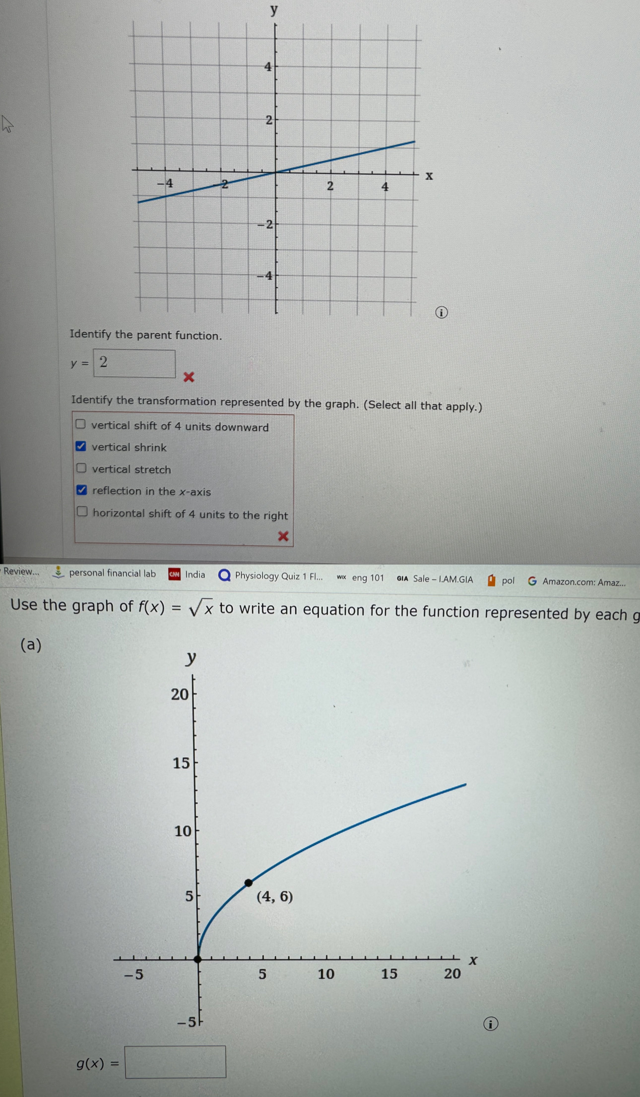 Solved Identify the parent function.y= Identify the | Chegg.com