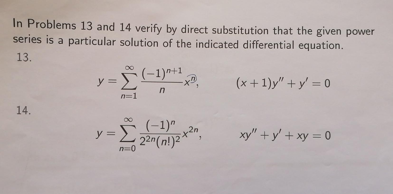 Solved In Problems 13 and 14 verify by direct substitution | Chegg.com