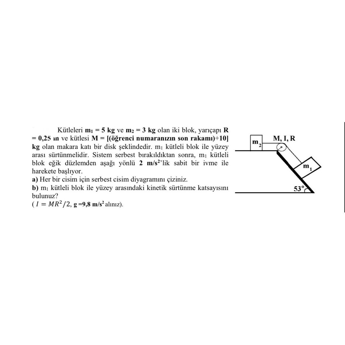 Solved Kütleleri m1=5kg ﻿ve m2=3kg ﻿olan iki blok, | Chegg.com