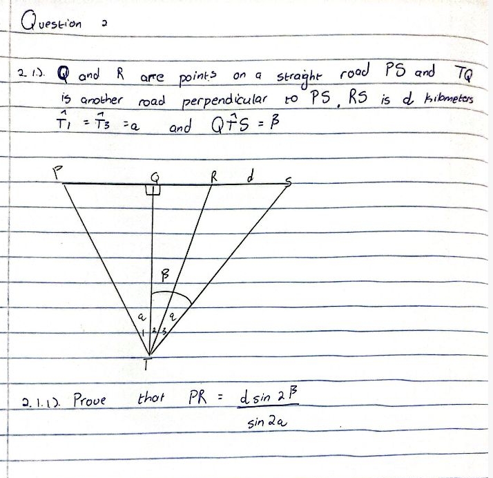 Solved Question:2.1.) Q ﻿and R ﻿are points on a straght road | Chegg.com