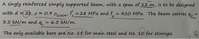 Solved A singly reinforced simply supported beam, with a | Chegg.com