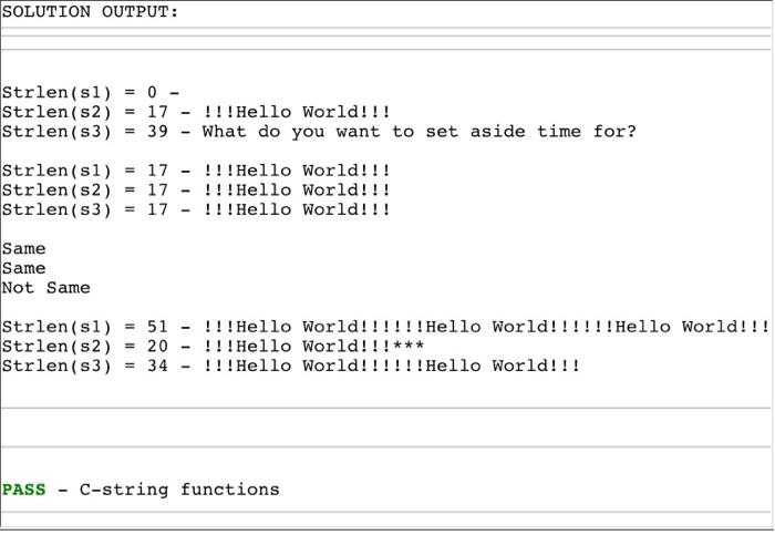 Solved C Style String C String Functions [edit] Implement