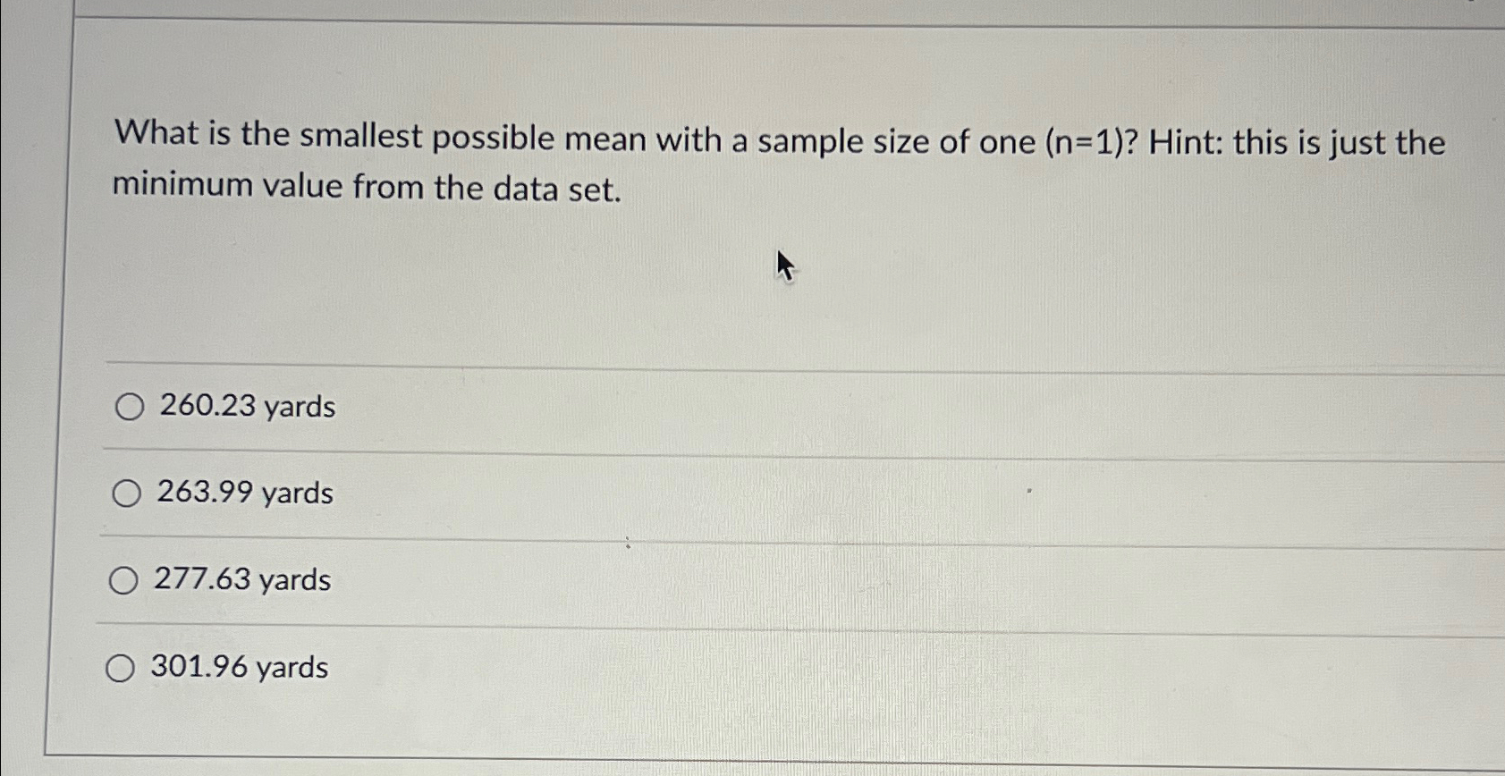 Solved What is the smallest possible mean with a sample size | Chegg.com
