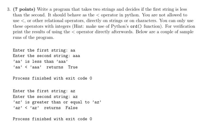 Solved 3. (7 points) Write a program that takes two strings | Chegg.com