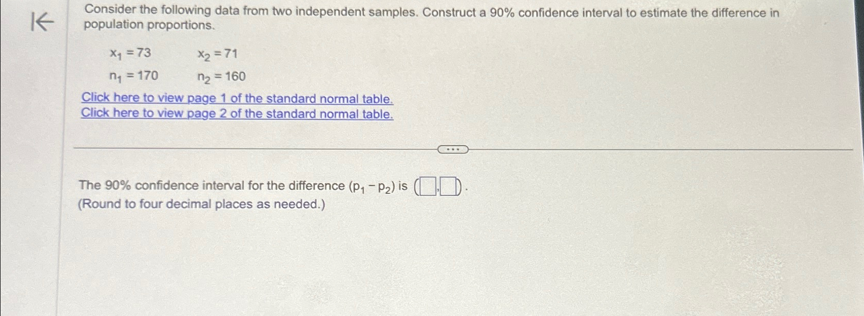 Solved Consider the following data from two independent | Chegg.com