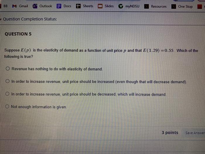 Solved Suppose E(p) is the elasticity of demand as a | Chegg.com