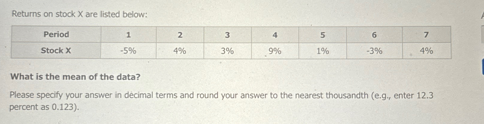 Solved Returns on stock X are listed | Chegg.com