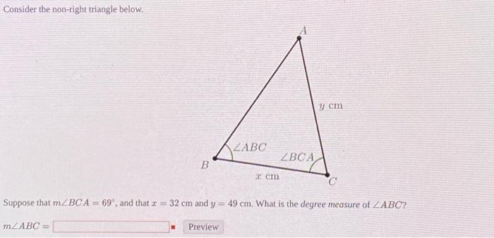 Solved Consider The Non Right Triangle Below Suppose That Chegg