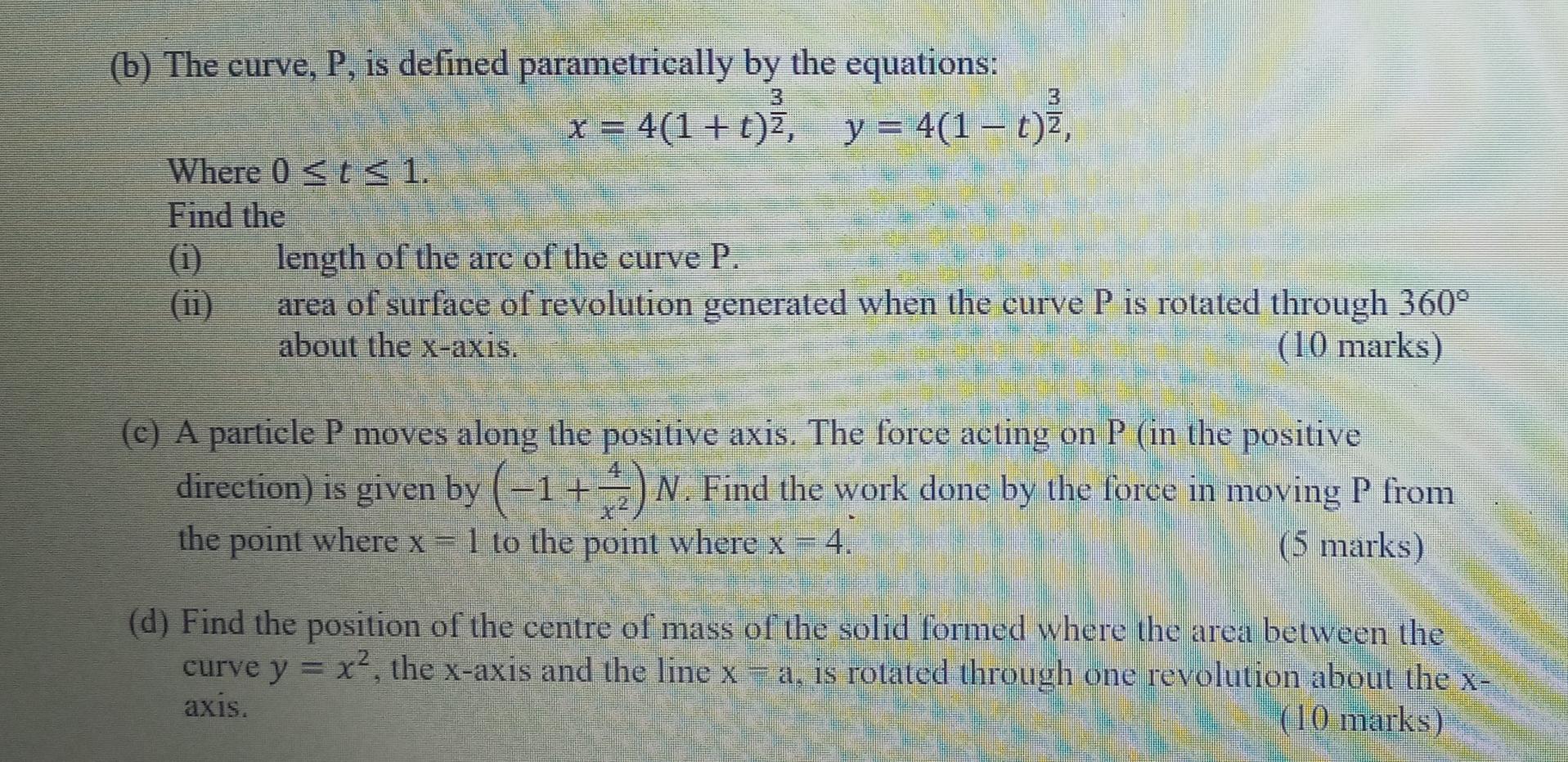 Solved (b) The curve, P, is defined parametrically by the | Chegg.com