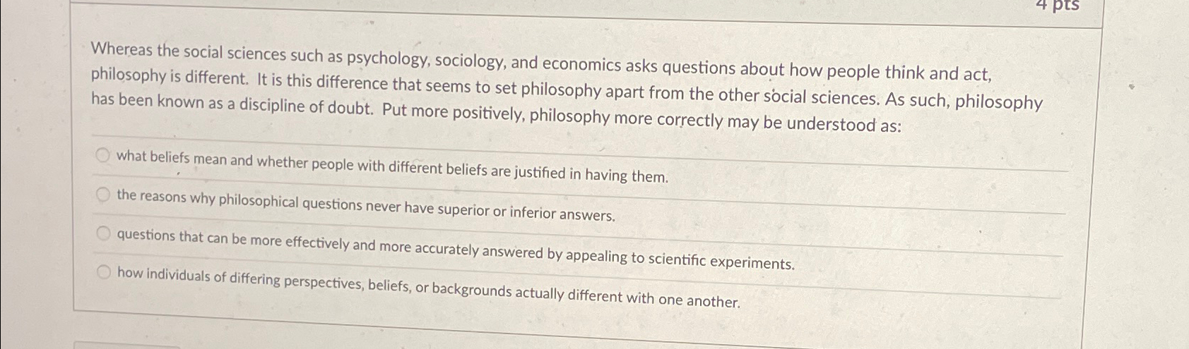 Solved Whereas the social sciences such as psychology, | Chegg.com