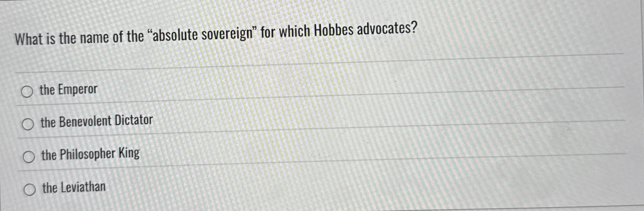 Solved What is the name of the "absolute sovereign" for | Chegg.com