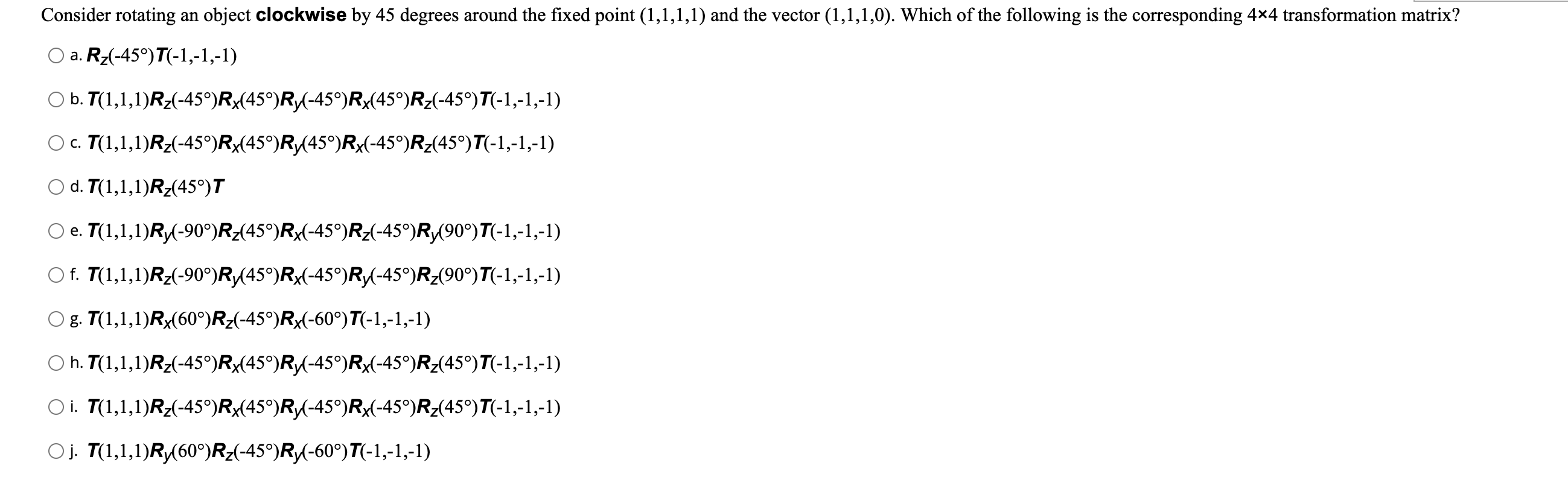 Solved Consider rotating an object clockwise by 45 ﻿degrees | Chegg.com