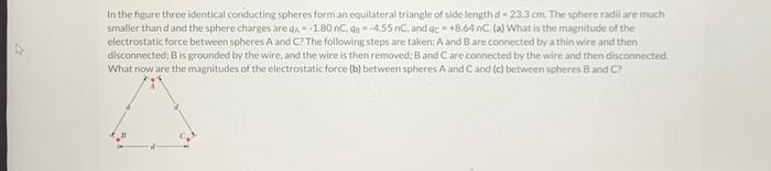 Solved In the figure three identical conducting spheres form | Chegg.com