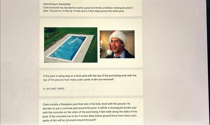 Solved Swimming in December Clark Griswold has decided he | Chegg.com