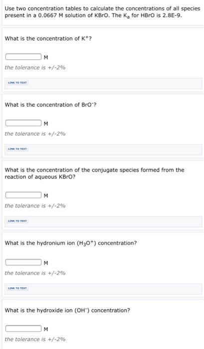 Solved Use two concentration tables to calculate the | Chegg.com