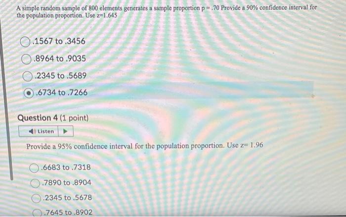 Solved A simple random sample of 800 elements generates a | Chegg.com Solved A simple random sample of 800 elements generates a | Chegg.com