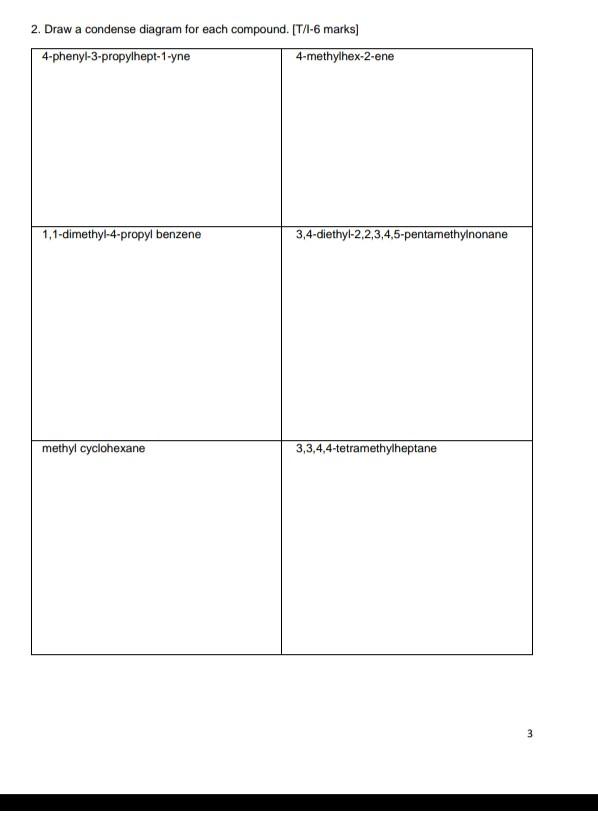 Solved 2. Draw a condense diagram for each compound. [T/I-6 | Chegg.com