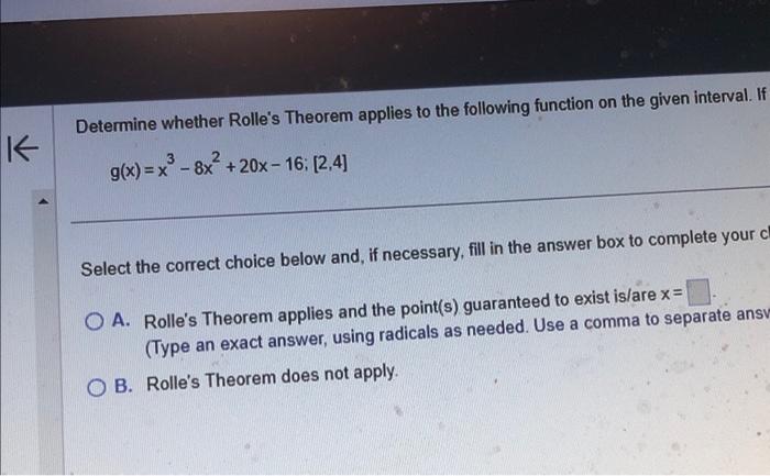 Solved Determine Whether Rolles Theorem Applies To The