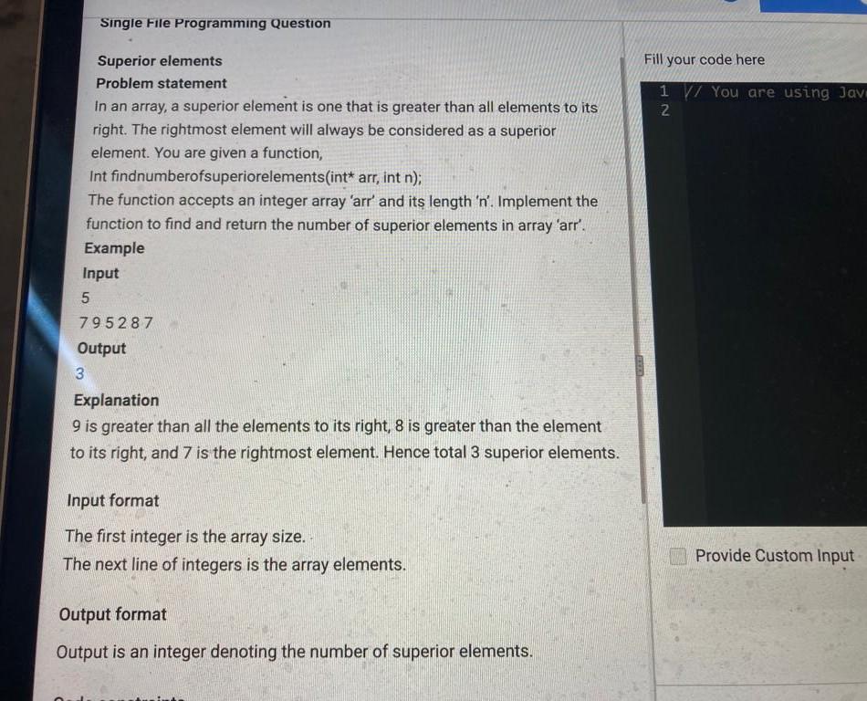 Solved Single File Programming Question Superior Elements