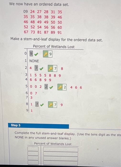 Solved We now have an ordered data set. 09 24 27 28 31 35 35 | Chegg.com