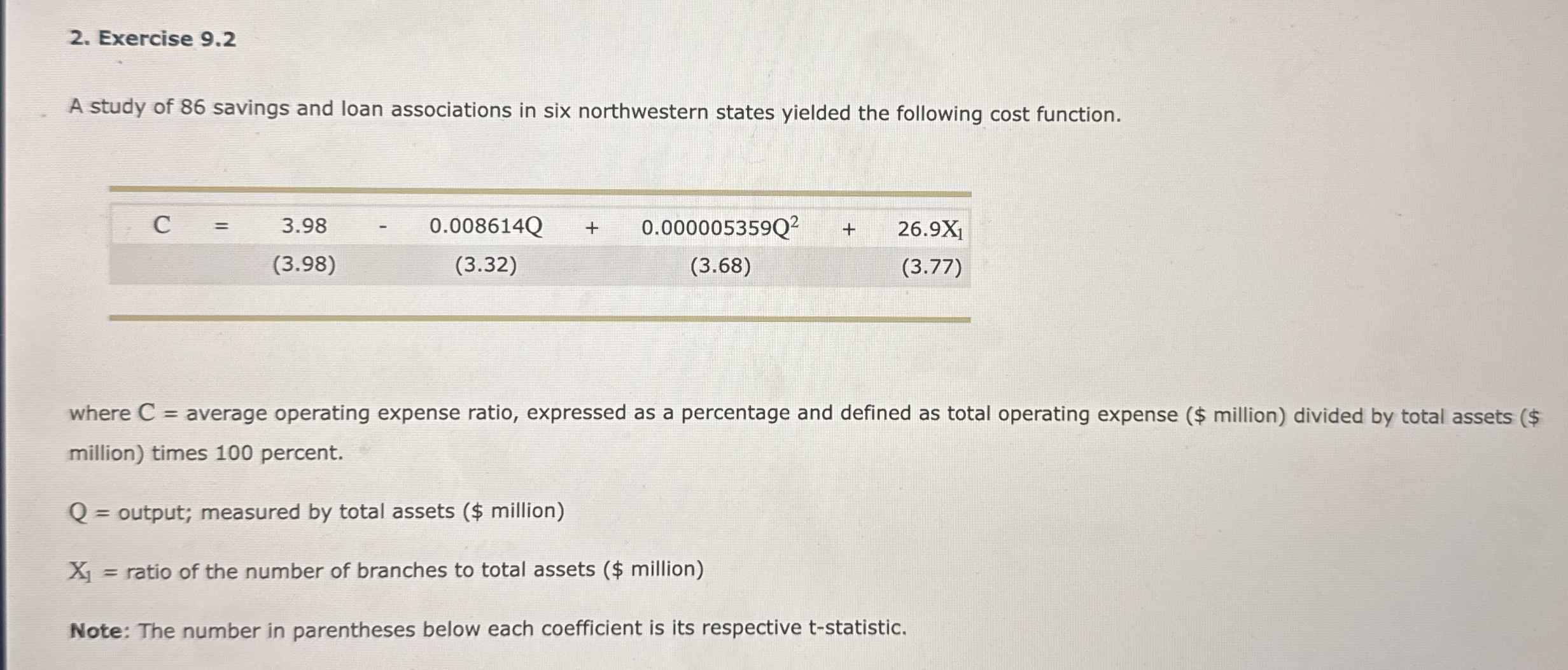 Solved Exercise 9.2A study of 86 ﻿savings and loan | Chegg.com