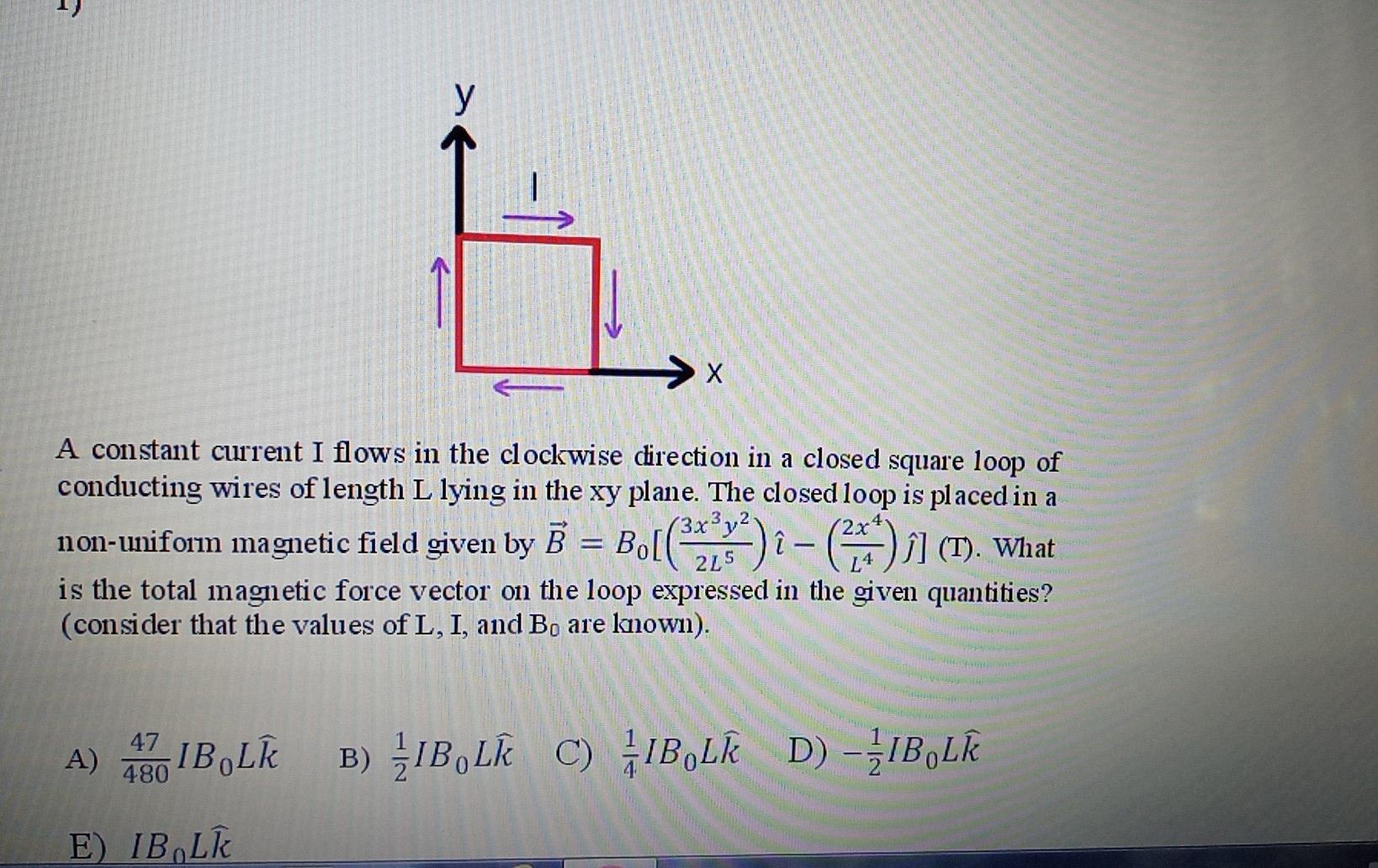 Solved у Х A constant current I flows in the clockwise | Chegg.com