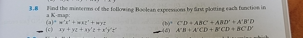 Solved 3 8 find The Minterms Of The Following Boolean