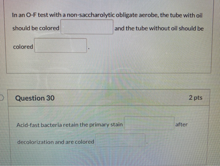 Solved In an O-F test with a non-saccharolytic obligate | Chegg.com