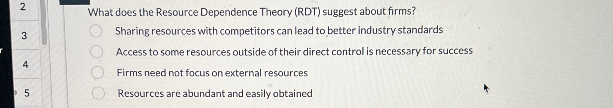 Solved 2What does the Resource Dependence Theory (RDT) | Chegg.com