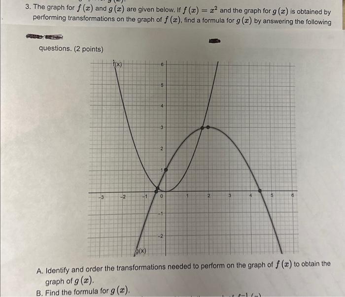 Solved = 3. The graph for f (x) and g (x) are given below. | Chegg.com