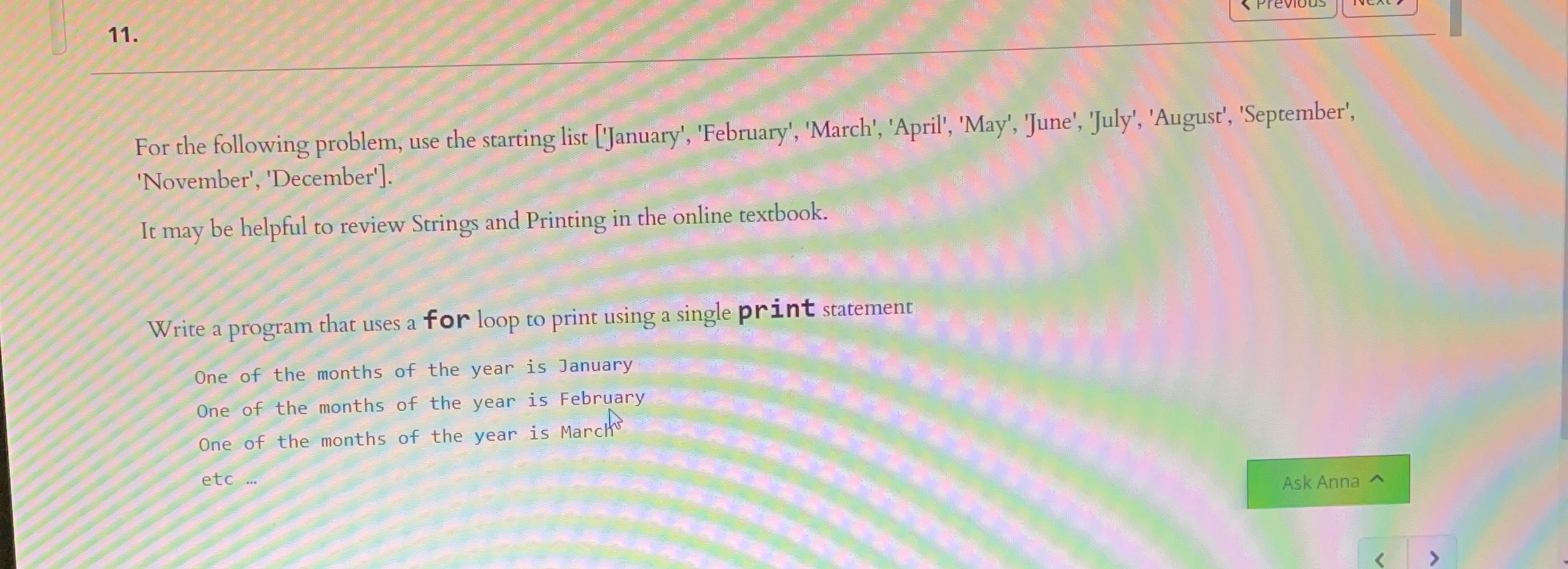 Solved For the following problem, use the starting list | Chegg.com