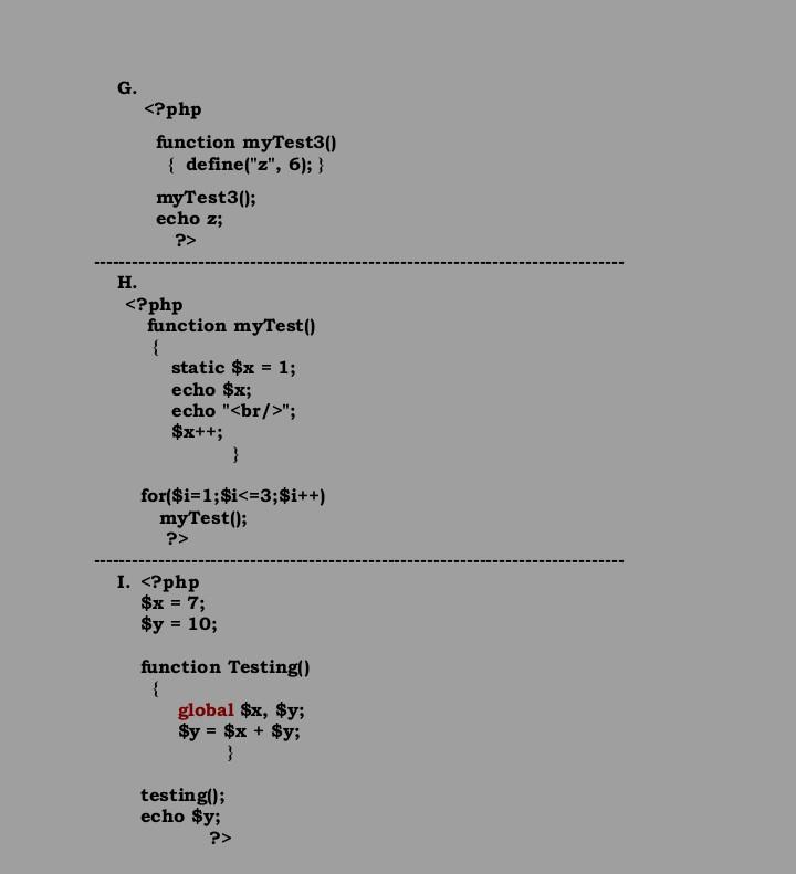 Solved Question: Check the following pieces of code and then | Chegg.com