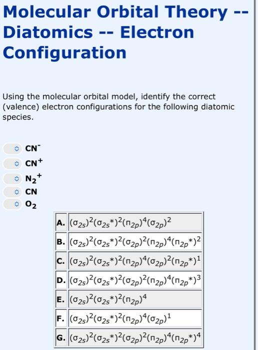 Solved Molecular Orbital Theory Diatomics Electron