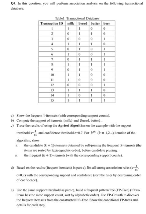 Solved Q4. In this question, you will perform association | Chegg.com