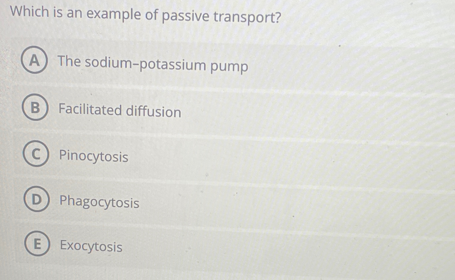 Solved Which is an example of passive transport?The | Chegg.com