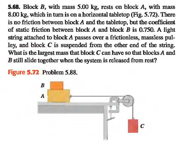 Solved Block B, with mass 5.00 kg, rests on block A, with | Chegg.com