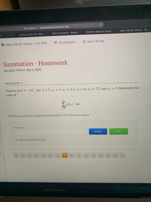 Solved Not Secure mathematics.scranton.edu Bank of America - | Chegg.com