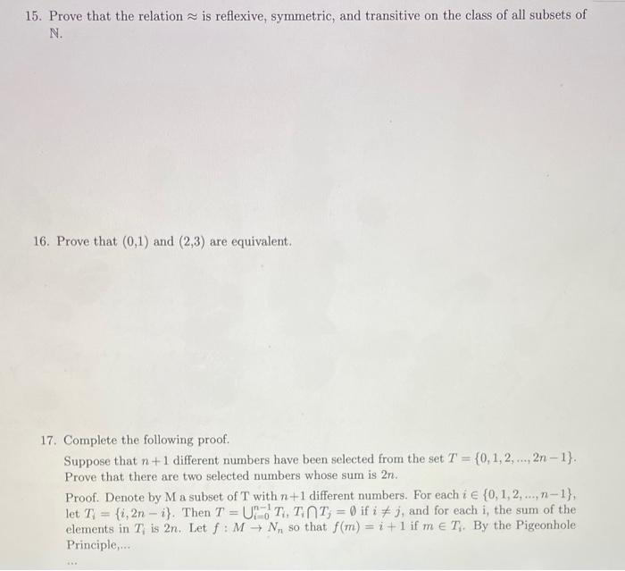 Solved 15. Prove that the relation ≈ is reflexive, | Chegg.com Solved 15. Prove that the relation ≈ is reflexive, | Chegg.com