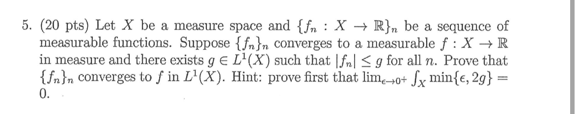 Solved (20 ﻿pts) ﻿Let x ﻿be a measure space and {fn:x→R}n | Chegg.com