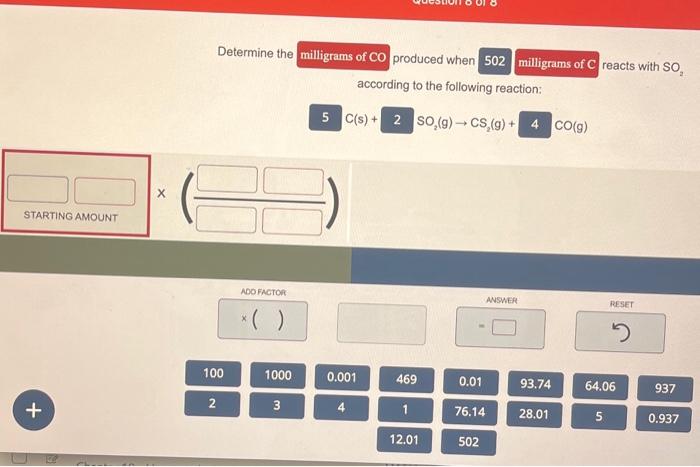 Solved C(s)+SO2( g)→CS2( g)+CO(g) | Chegg.com